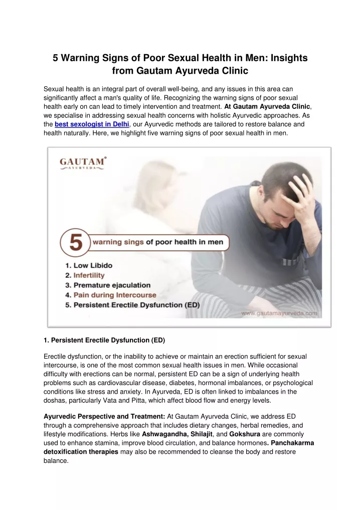 Ppt 5 Warning Signs Of Poor Sexual Health In Men Insights From
