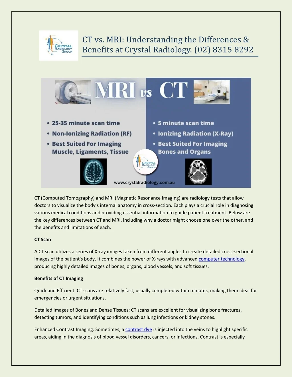 PPT - CT vs. MRI: Understanding the Differences & Benefits at Crystal ...