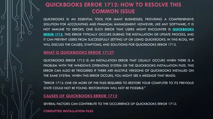 PPT - QuickBooks Error 1712: Easy Fixes to Resolve Installation Issues ... PPT - QuickBooks Error 1712: Easy Fixes to Resolve Installation Issues ...