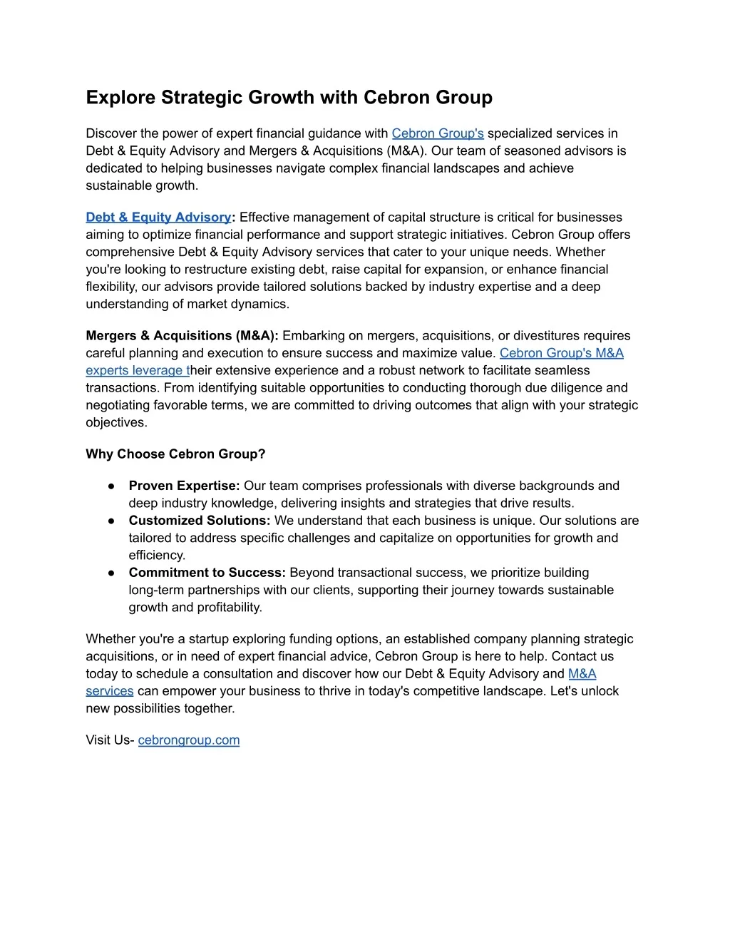 PPT - 01, Explore Strategic Growth with Cebron Group PowerPoint ...