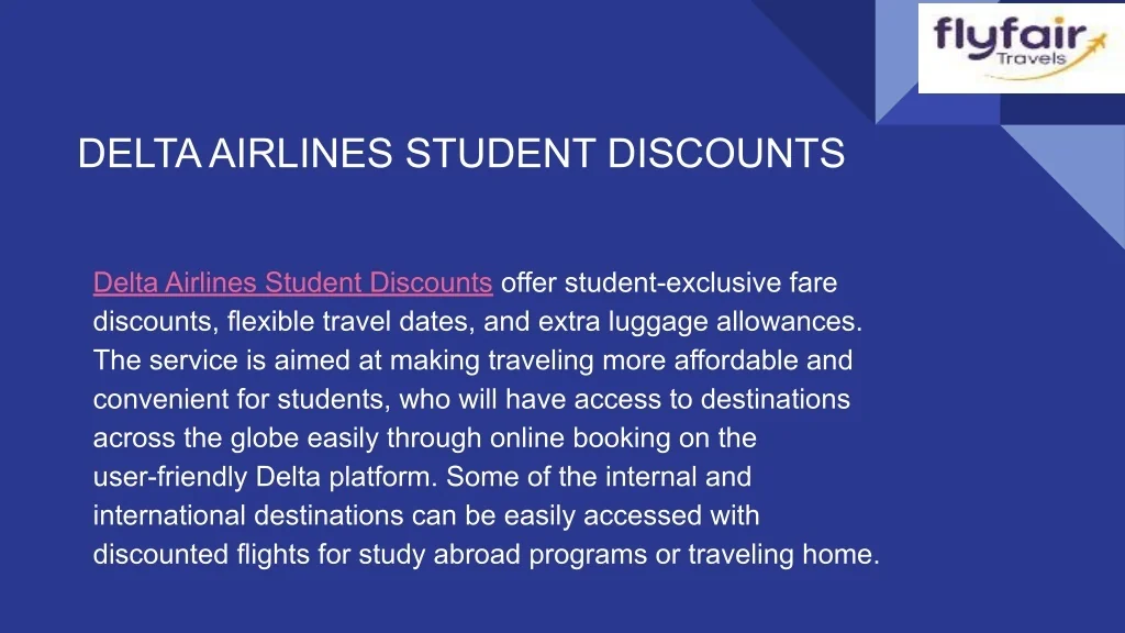 PPT - DELTA AIRLINES STUDENT DISCOUNTS PowerPoint Presentation, free ...