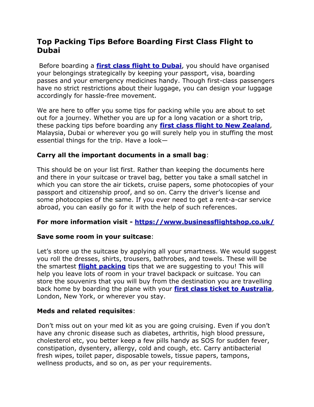 PPT - Top Packing Tips Before Boarding First Class Flight to Dubai ...
