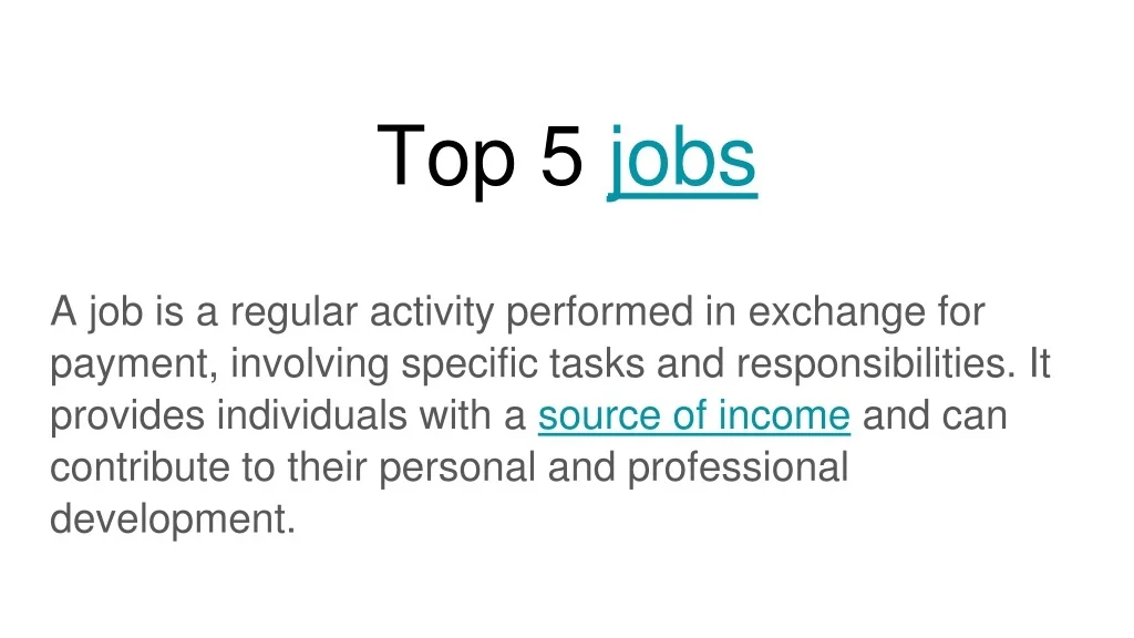PPT - Top 5 jobs PowerPoint Presentation, free download - ID:13393513
