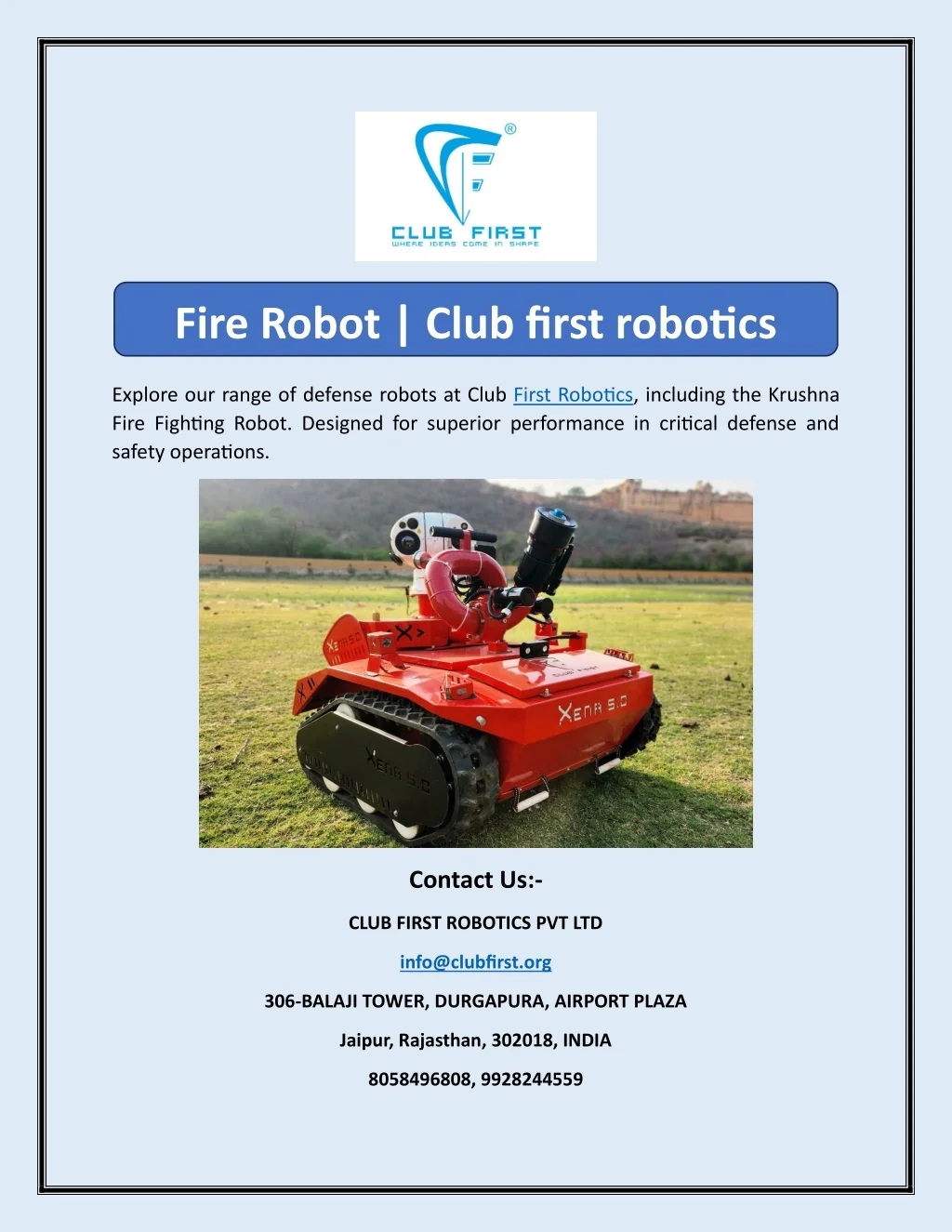 PPT - Fire Robot | Club first robotics PowerPoint Presentation, free ...