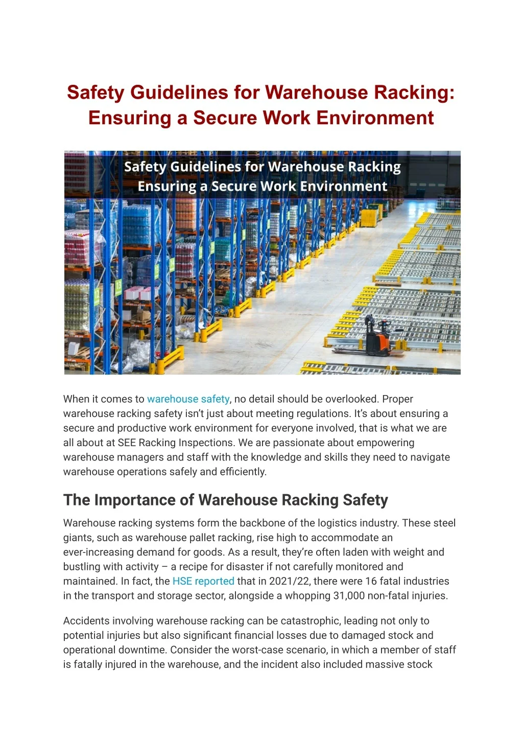 PPT - Safety Guidelines for Warehouse Racking: Ensuring a Secure Work ...