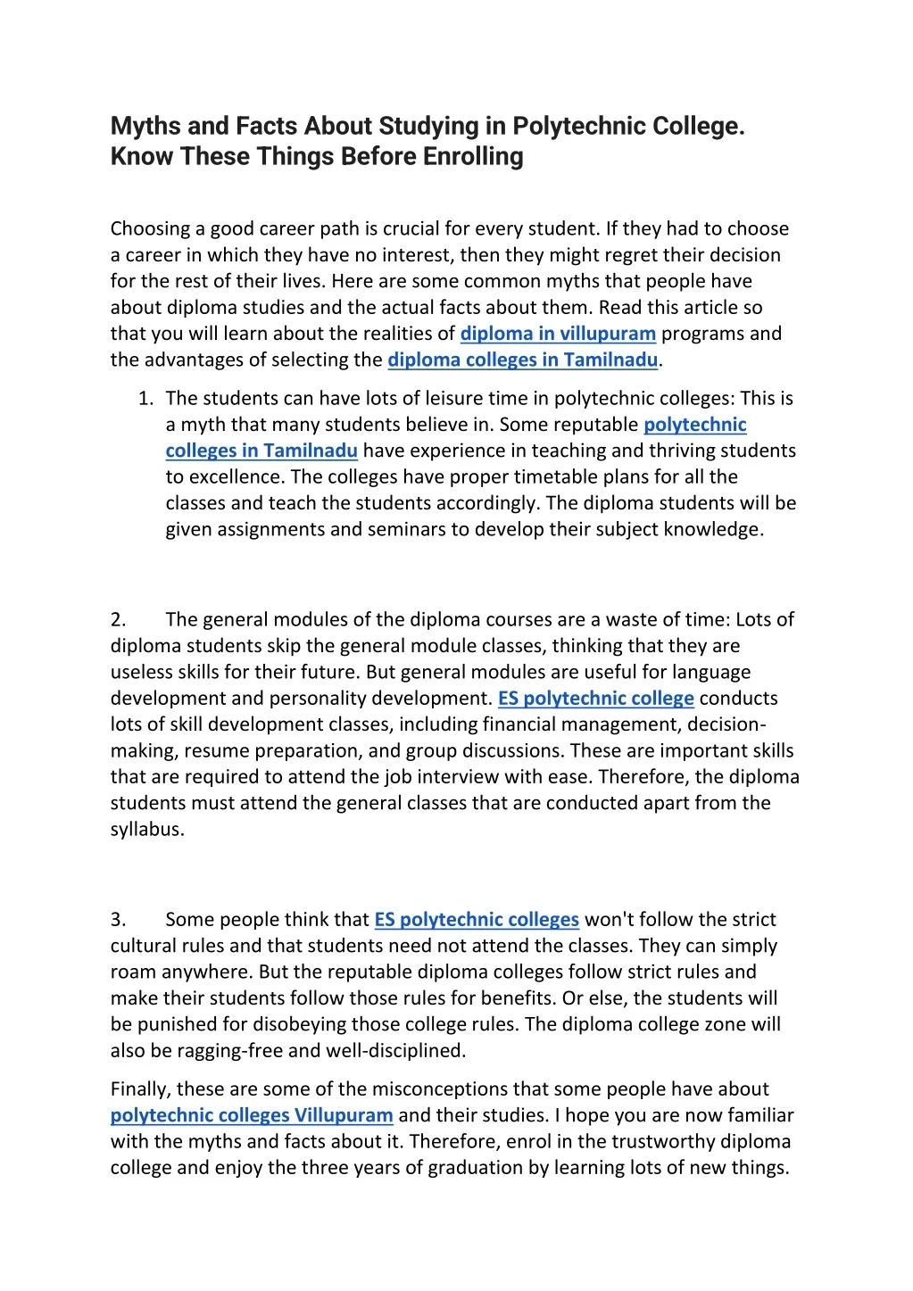 PPT - Myths and Facts About Studying in Polytechnic College PowerPoint ...