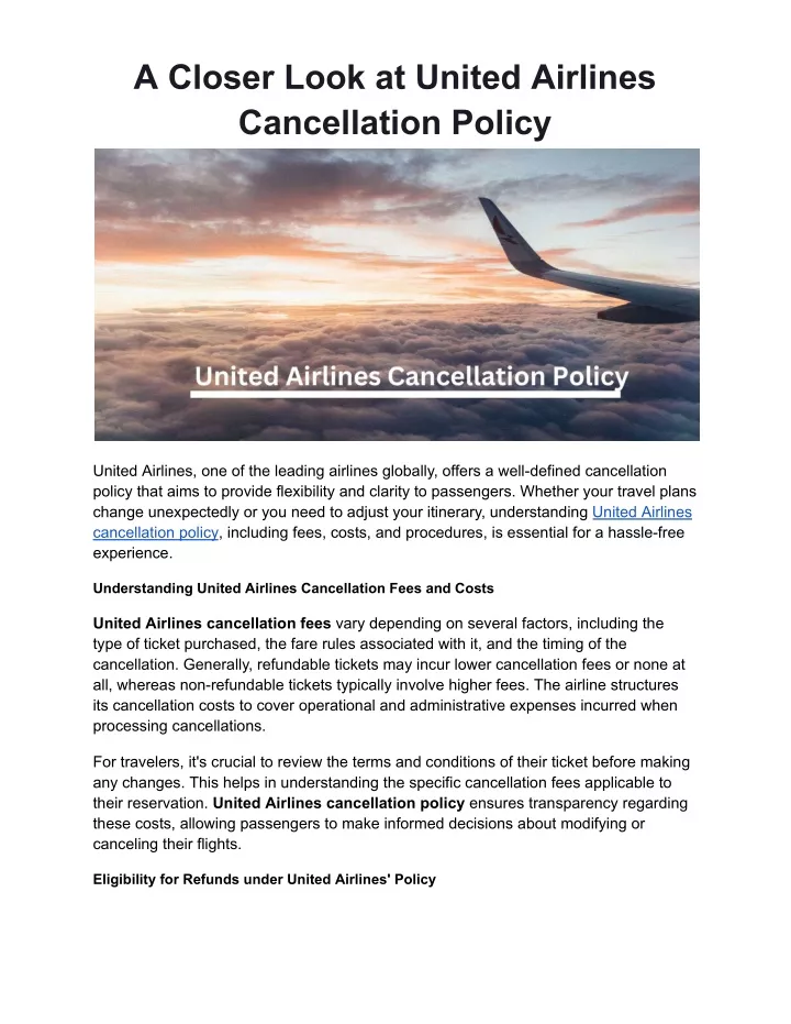 Ppt United Airlines Cancellation Policy Powerpoint Presentation Free