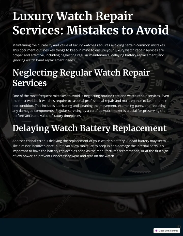 PPT - Luxury-Watch-Repair-Services-Mistakes-to-Avoid_Hudson ...