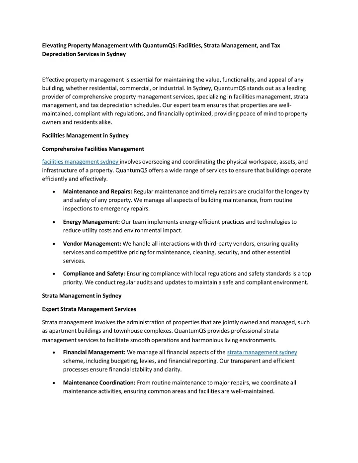 PPT - Elevating Property Management with QuantumQS- Facilities, Strata ...