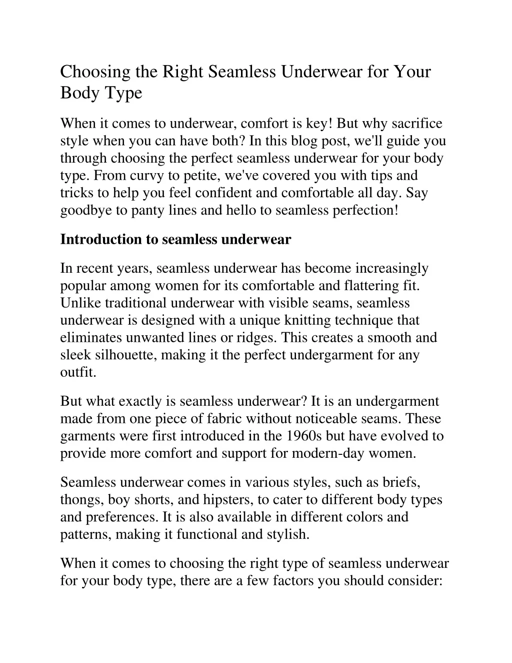 PPT - Choosing the Right Seamless Underwear for Your Body Type ...