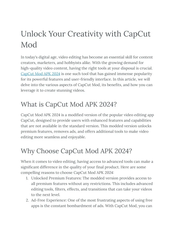 PPT - Unlock Your Creativity with CapCut Mod PowerPoint Presentation, free download - ID:13406669