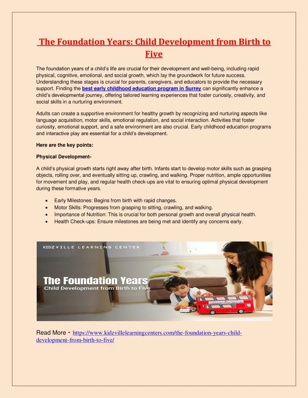 PPT - The Foundation Years- Child Development from Birth to Five ...