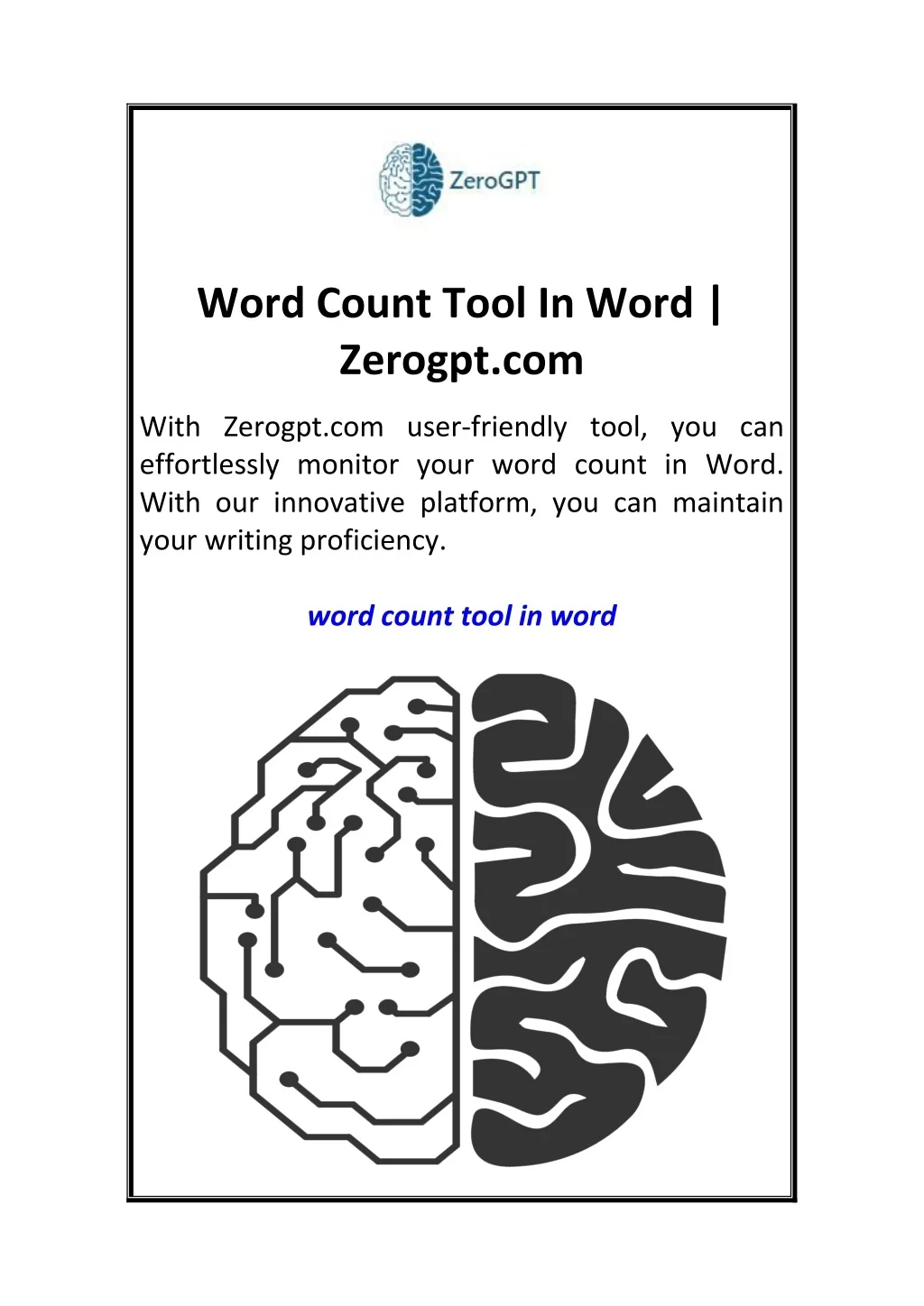 PPT - Word Count Tool In Word Zerogpt.com PowerPoint Presentation, free ...