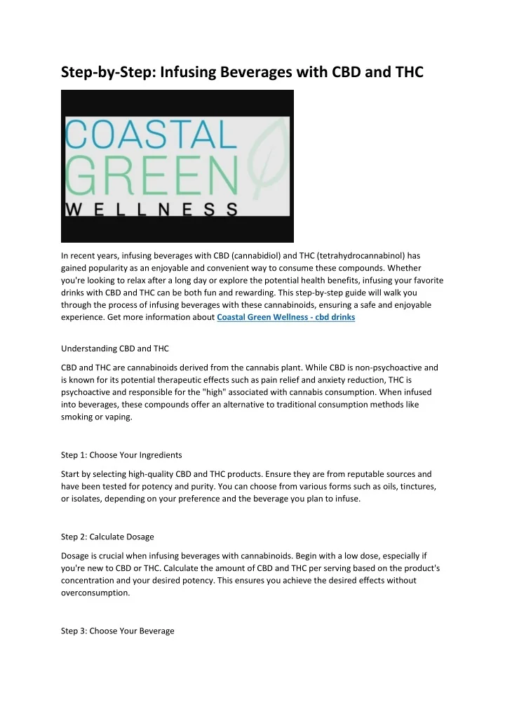 PPT - 27 Coastal Green Wellness - thc infused drinks PowerPoint ...