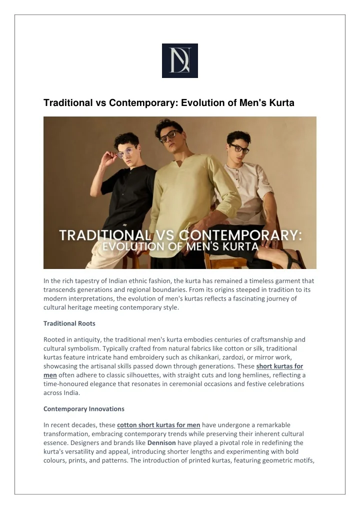 PPT - Traditional vs Contemporary: Evolution of Men’s Kurta PowerPoint ...