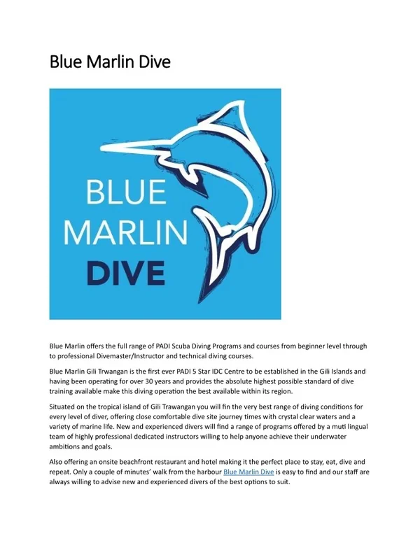 PPT - Blue Marlin Dive PowerPoint Presentation, free download - ID:13416340