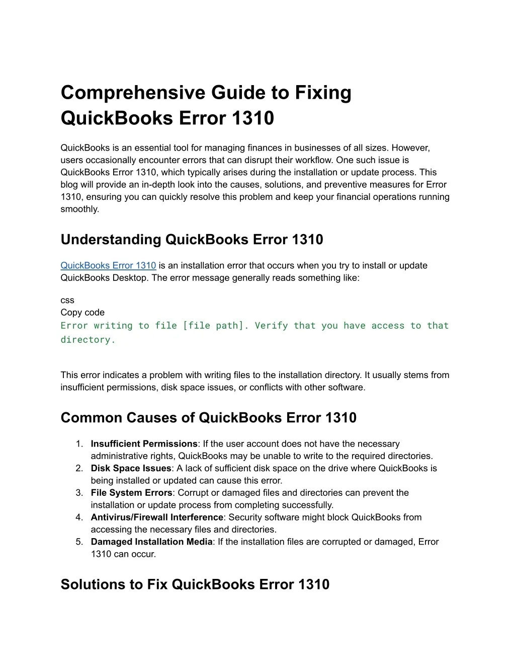 PPT - Comprehensive Guide to Fixing QuickBooks Error 1310 PowerPoint ...