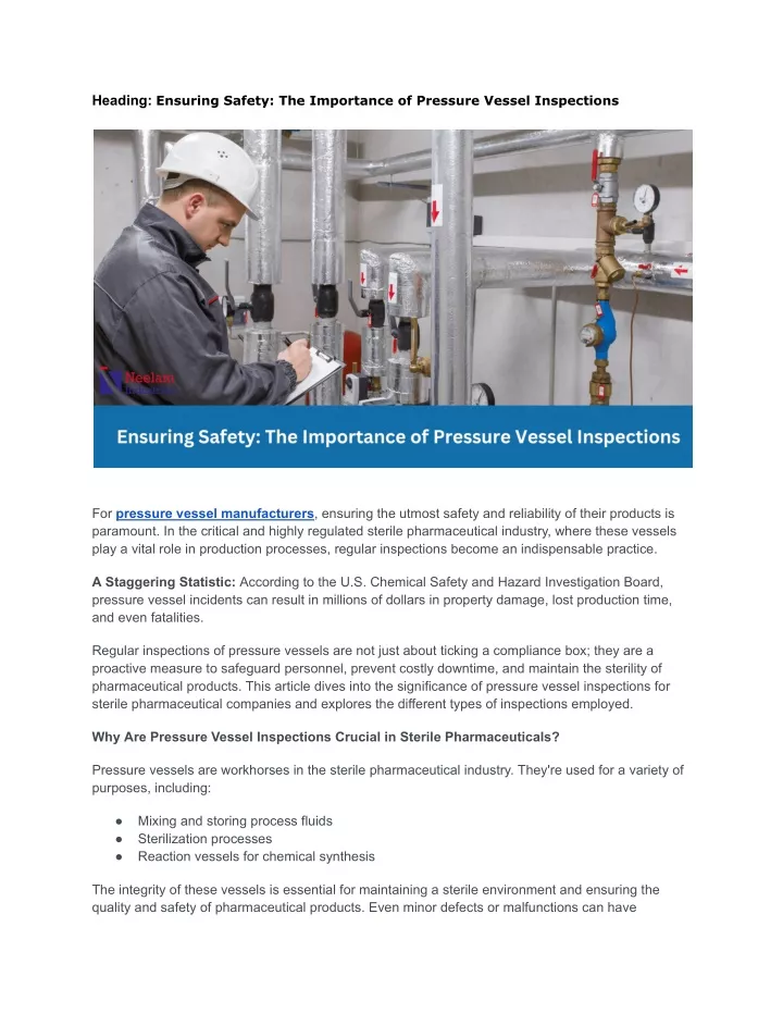 PPT - Ensuring Safety_ The Importance of Pressure Vessel Inspections ... PPT - Ensuring Safety_ The Importance of Pressure Vessel Inspections ...