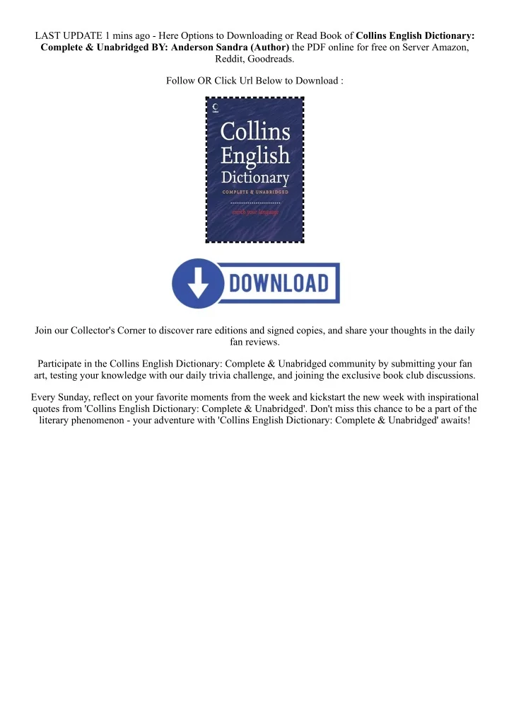 PPT - Download Pdf Collins English Dictionary: Complete & Unabridged By ...