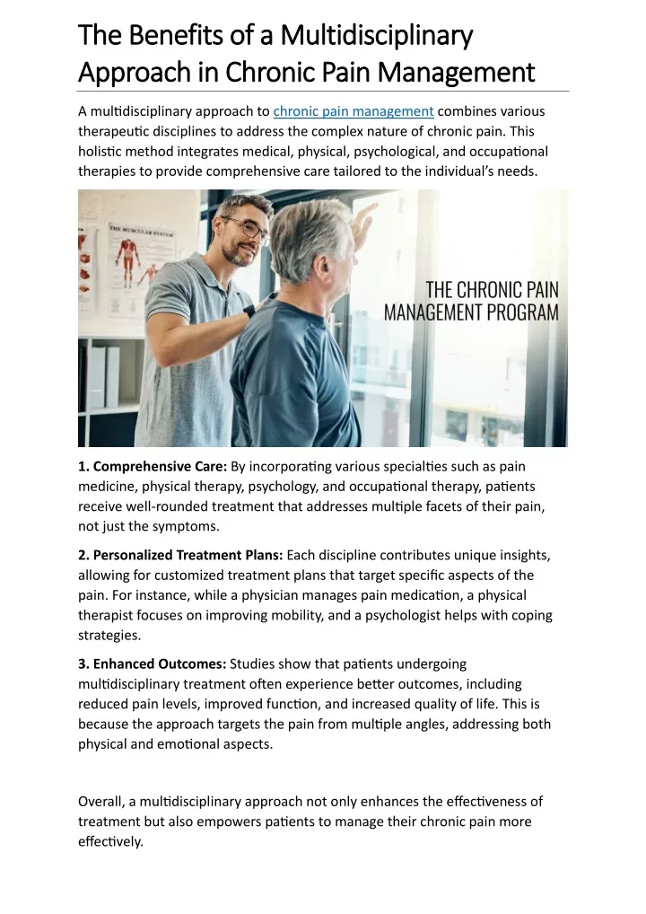 PPT - The Benefits of a Multidisciplinary Approach in Chronic Pain ... PPT - The Benefits of a Multidisciplinary Approach in Chronic Pain ...