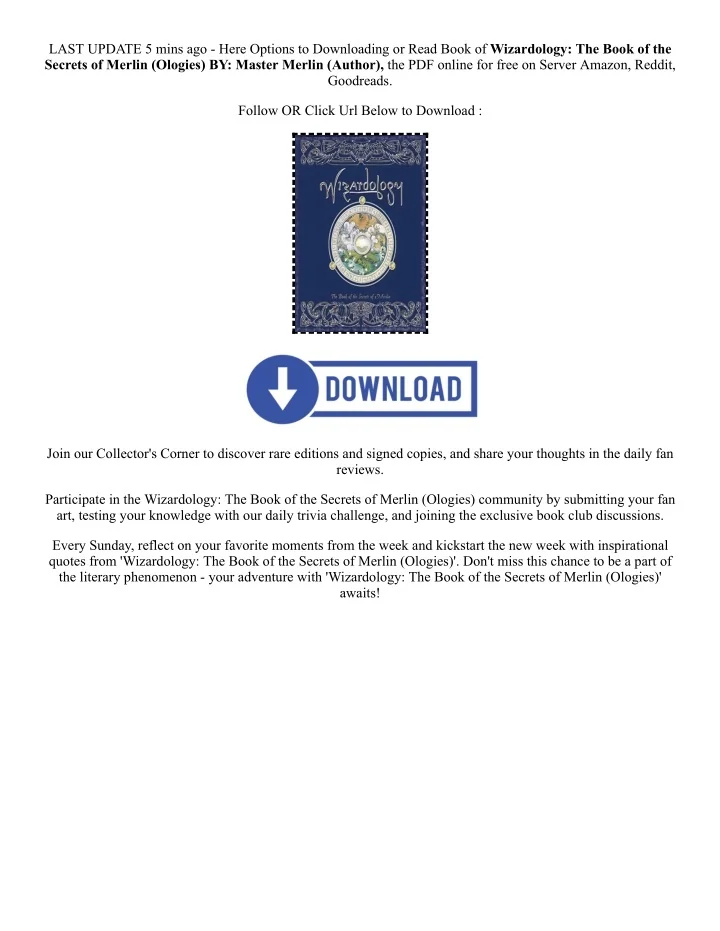 PPT - Download PDF Wizardology: The Book of the Secrets of Merlin ...