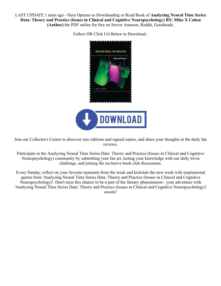 PPT - Download Pdf Analyzing Neural Time Series Data: Theory and ... PPT - Download Pdf Analyzing Neural Time Series Data: Theory and ...