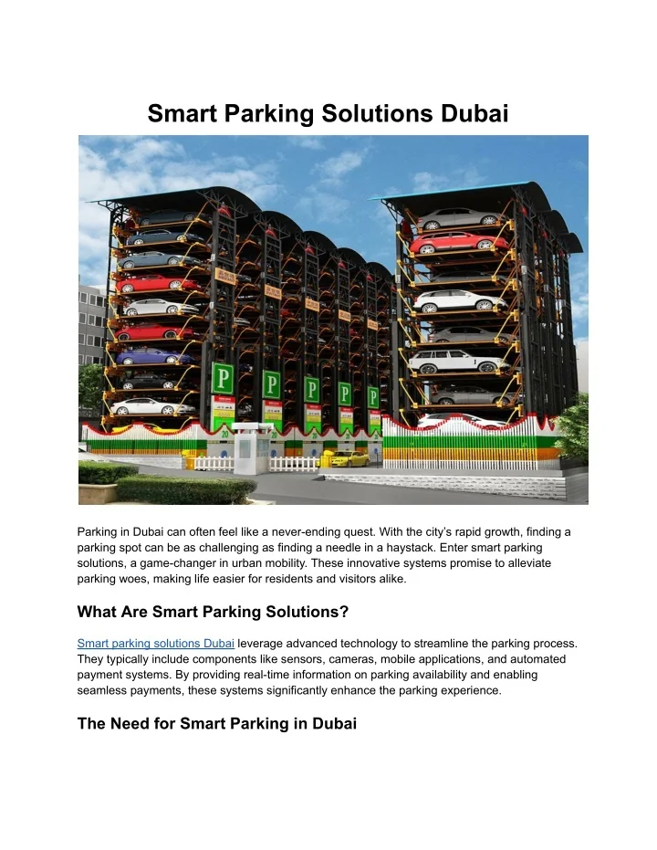 PPT - Smart Parking Solutions Dubai PowerPoint Presentation, free download - ID:13424010