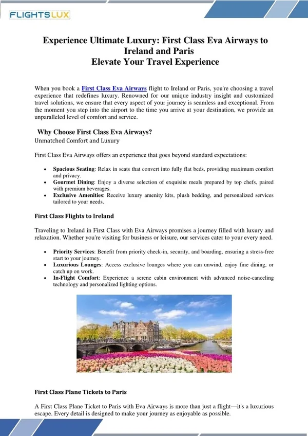 PPT - Experience Ultimate Luxury First Class Eva Airways to Ireland and ...