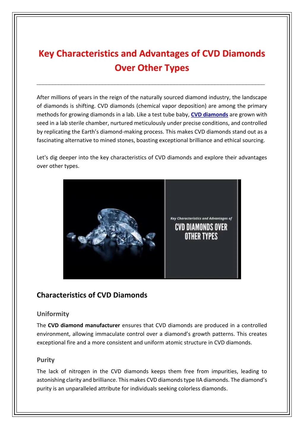 PPT - Key Characteristics and Advantages of CVD Diamonds Over Other ...