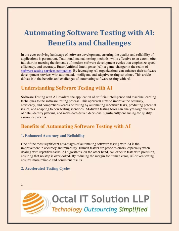 PPT - Automating Software Testing with AI: Benefits and Challenges ... PPT - Automating Software Testing with AI: Benefits and Challenges ...