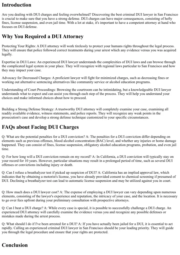 PPT - Dealing With DUI Charges? Discover the very best Criminal DUI ...