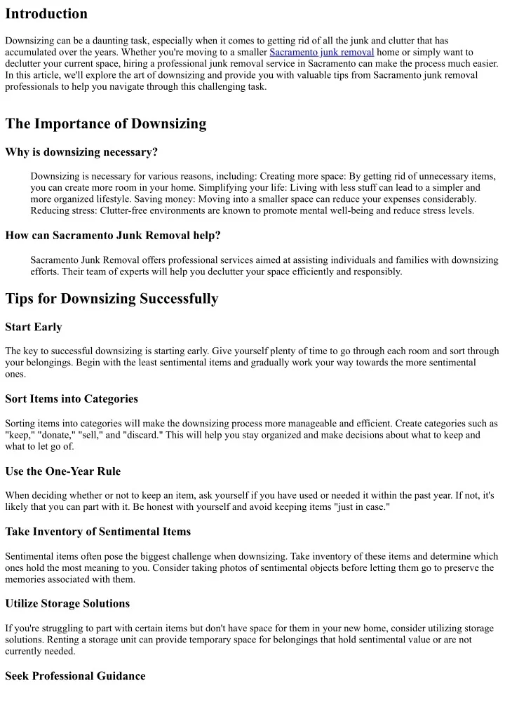 PPT - The Art of Downsizing: Tips from Sacramento Junk Removal ...