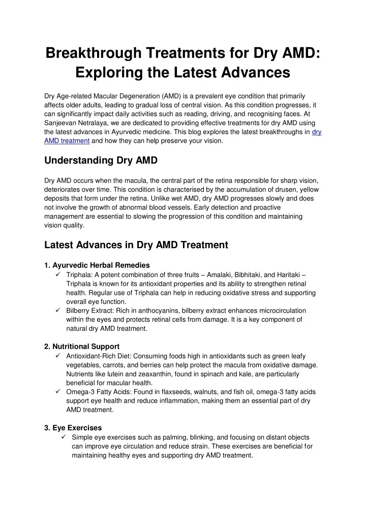 PPT - Breakthrough Treatments for Dry AMD Exploring the Latest Advances ...