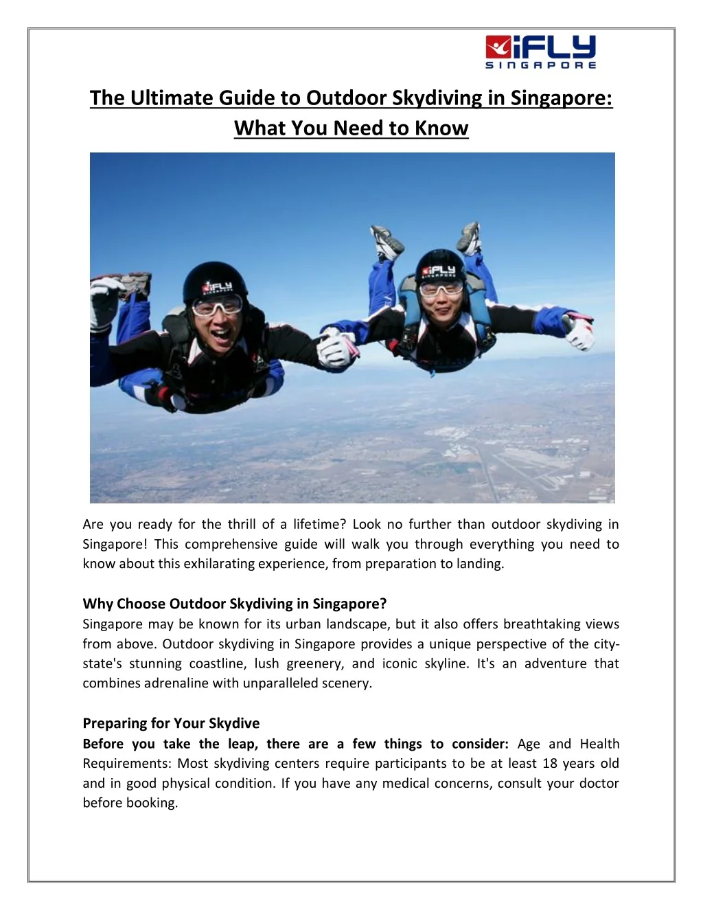 PPT - The Ultimate Guide to Outdoor Skydiving in Singapore What You ...