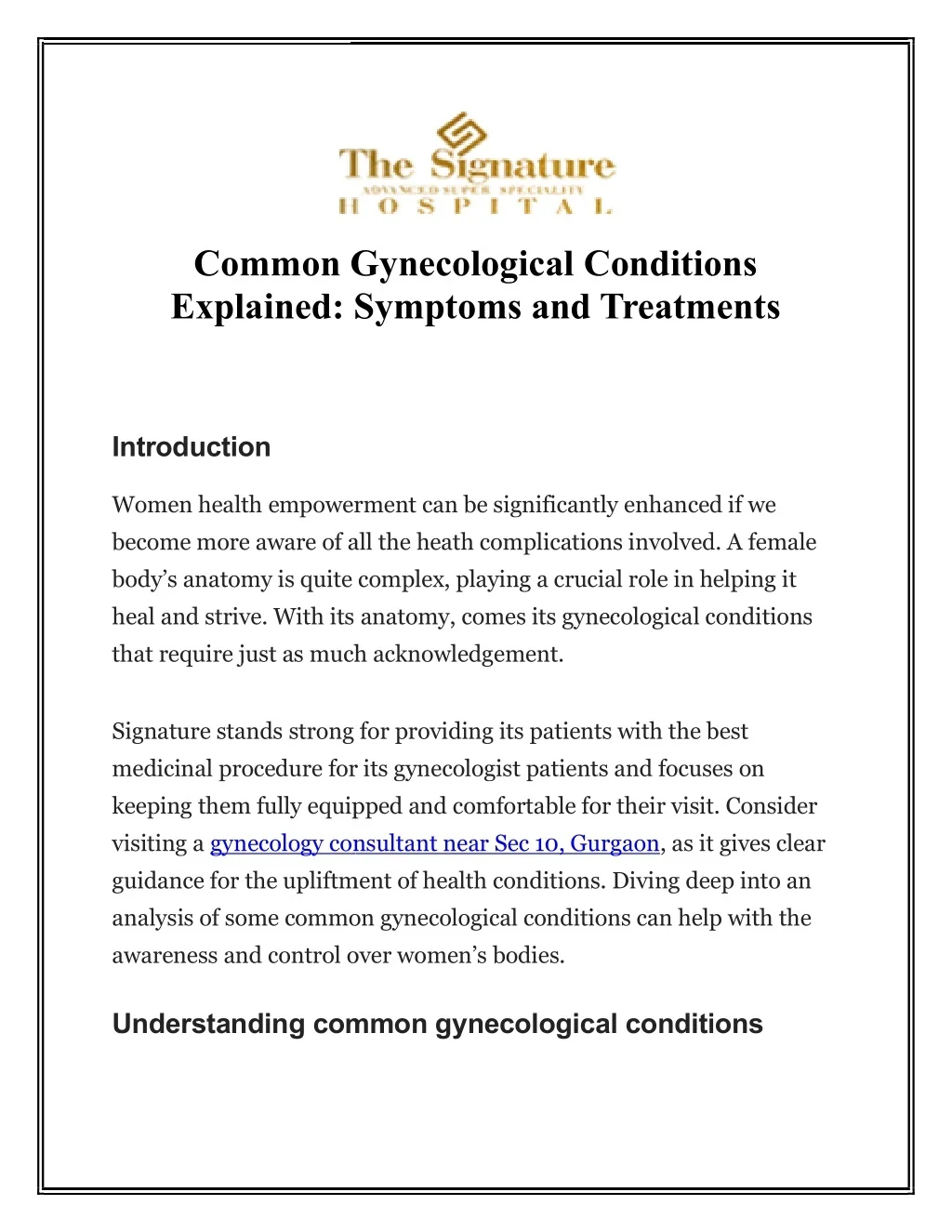PPT - Common Gynecological Conditions Explained Symptoms and Treatments ...