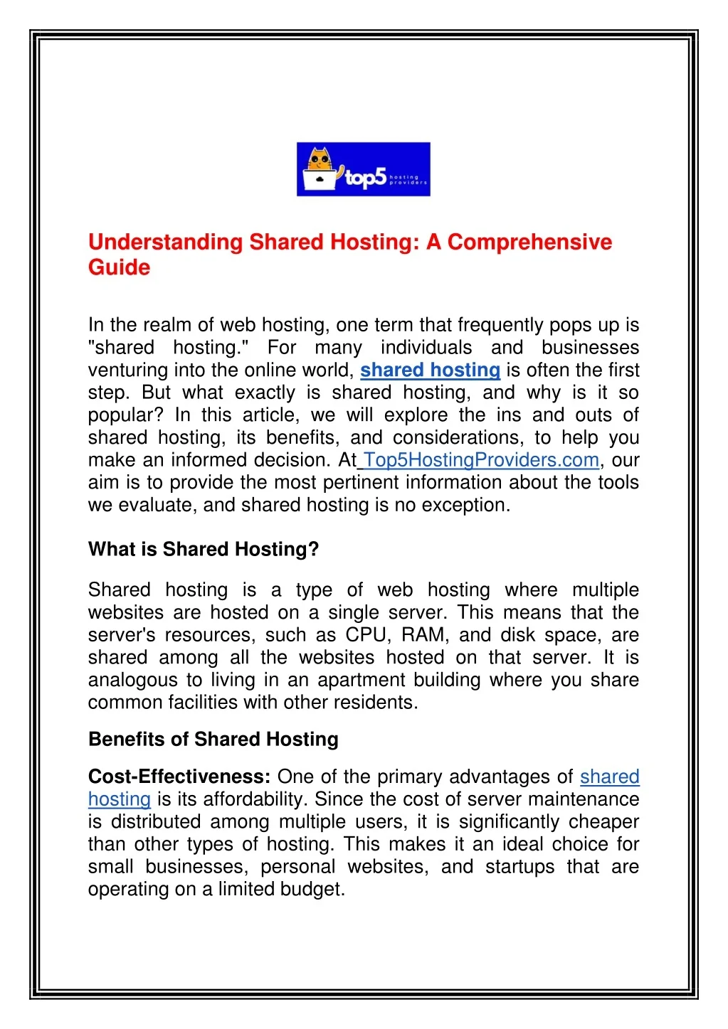 PPT - Understanding Shared Hosting A Comprehensive Guide PowerPoint Presentation - ID:13434106