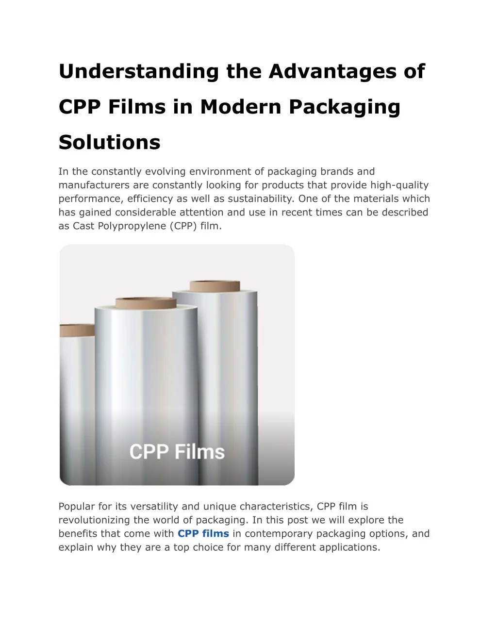 PPT - Understanding the Advantages of CPP Films in Modern Packaging ...