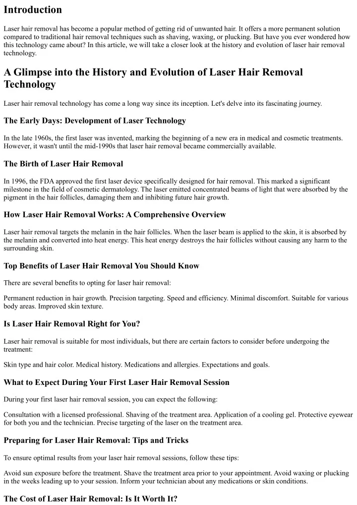 PPT - A Glimpse into the History and Evolution of Laser Hair Removal ...