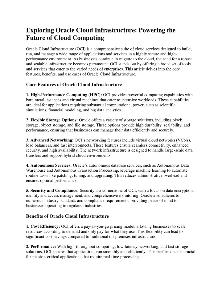 Ppt Oracle Cloud Infrastructure Powerpoint Presentation Free