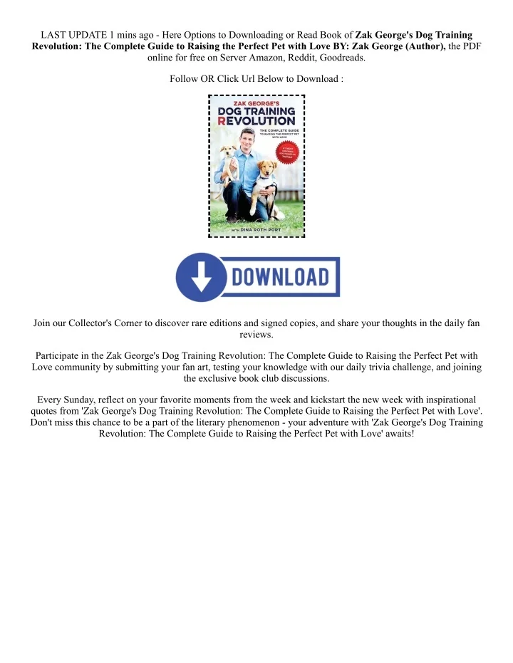 PPT - PDF [DOWNLOAD] Zak George's Dog Training Revolution: The Complete ...