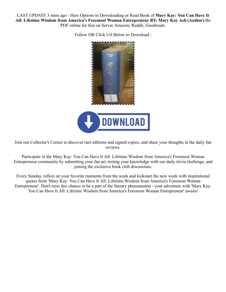 PPT - Download PDF Mary Kay: You Can Have It All: Lifetime Wisdom from ...