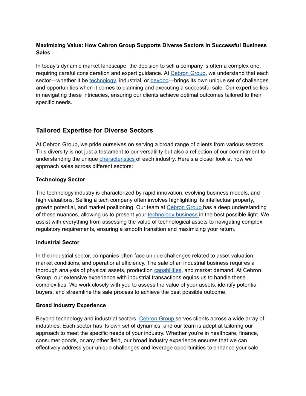 PPT - 10. Maximizing Value_ How Cebron Group Supports Diverse Sectors ...