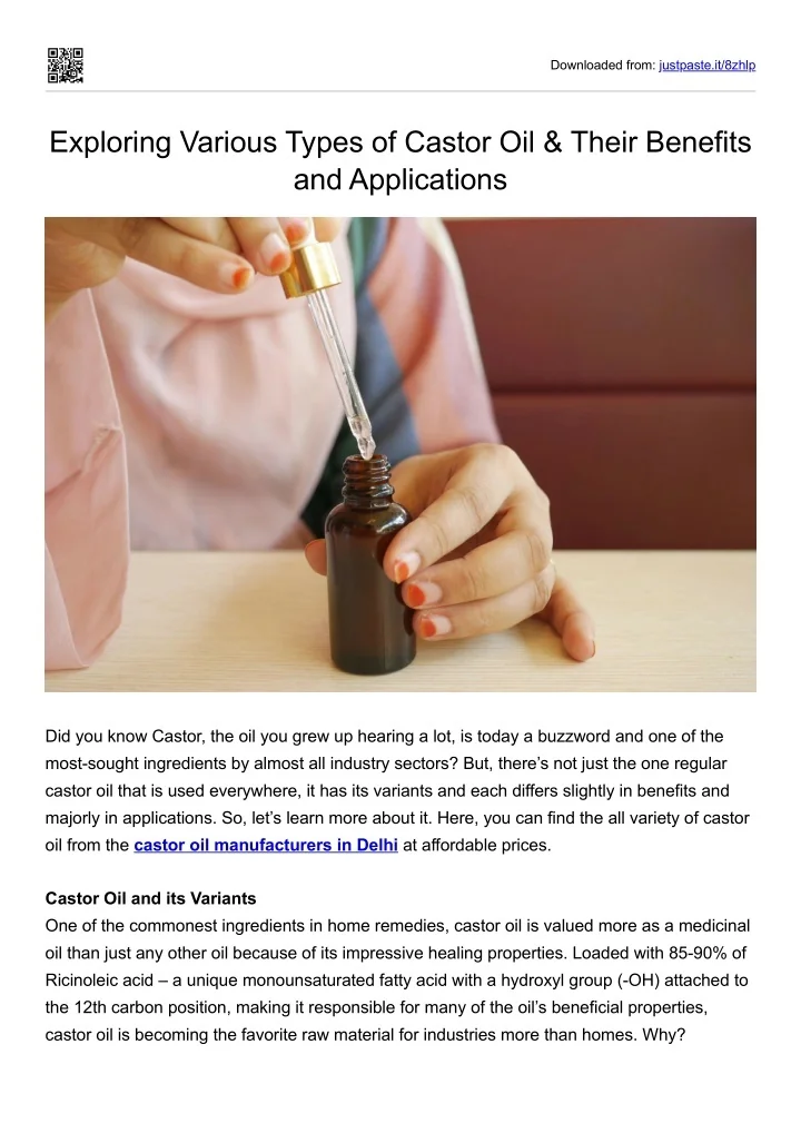 PPT - Exploring Various Types of Castor Oil & Their Benefits and ...