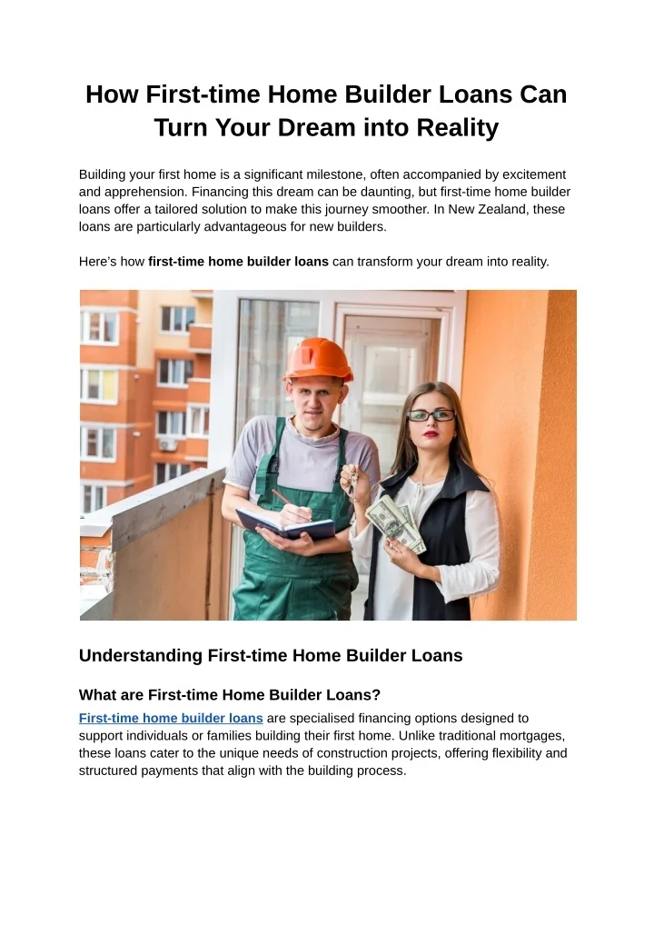 PPT - How First Time Home Builder Loans Can Turn Your Dream into ...