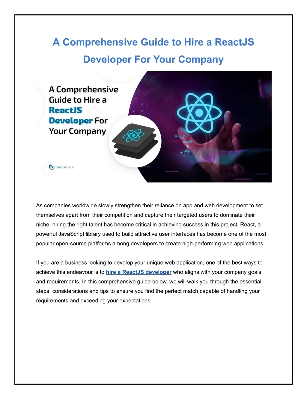 PPT - A Comprehensive Guide to Hire a ReactJS Developer For Your Company PowerPoint Presentation ...