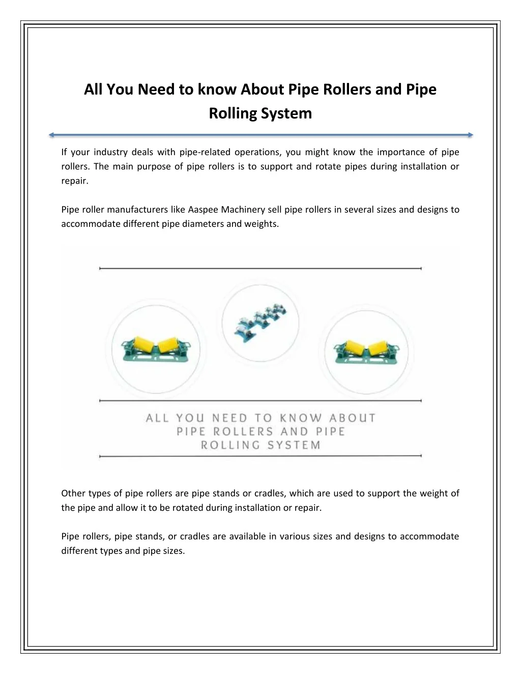 PPT - All You Need to know About Pipe Rollers and Pipe Rolling System ...