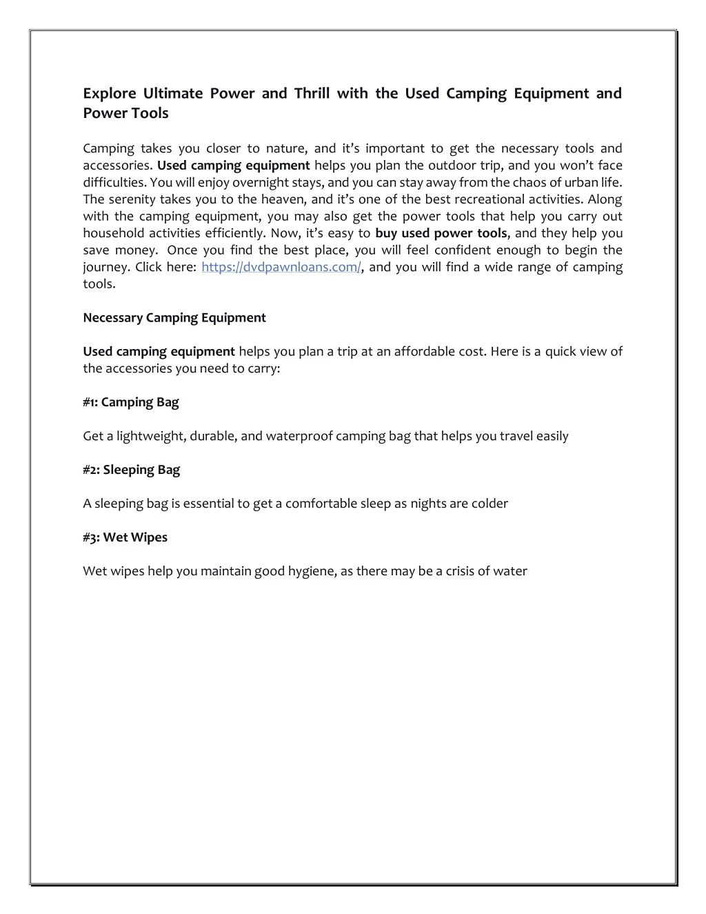 PPT - Explore Ultimate Power and Thrill with the Used Camping Equipment ...