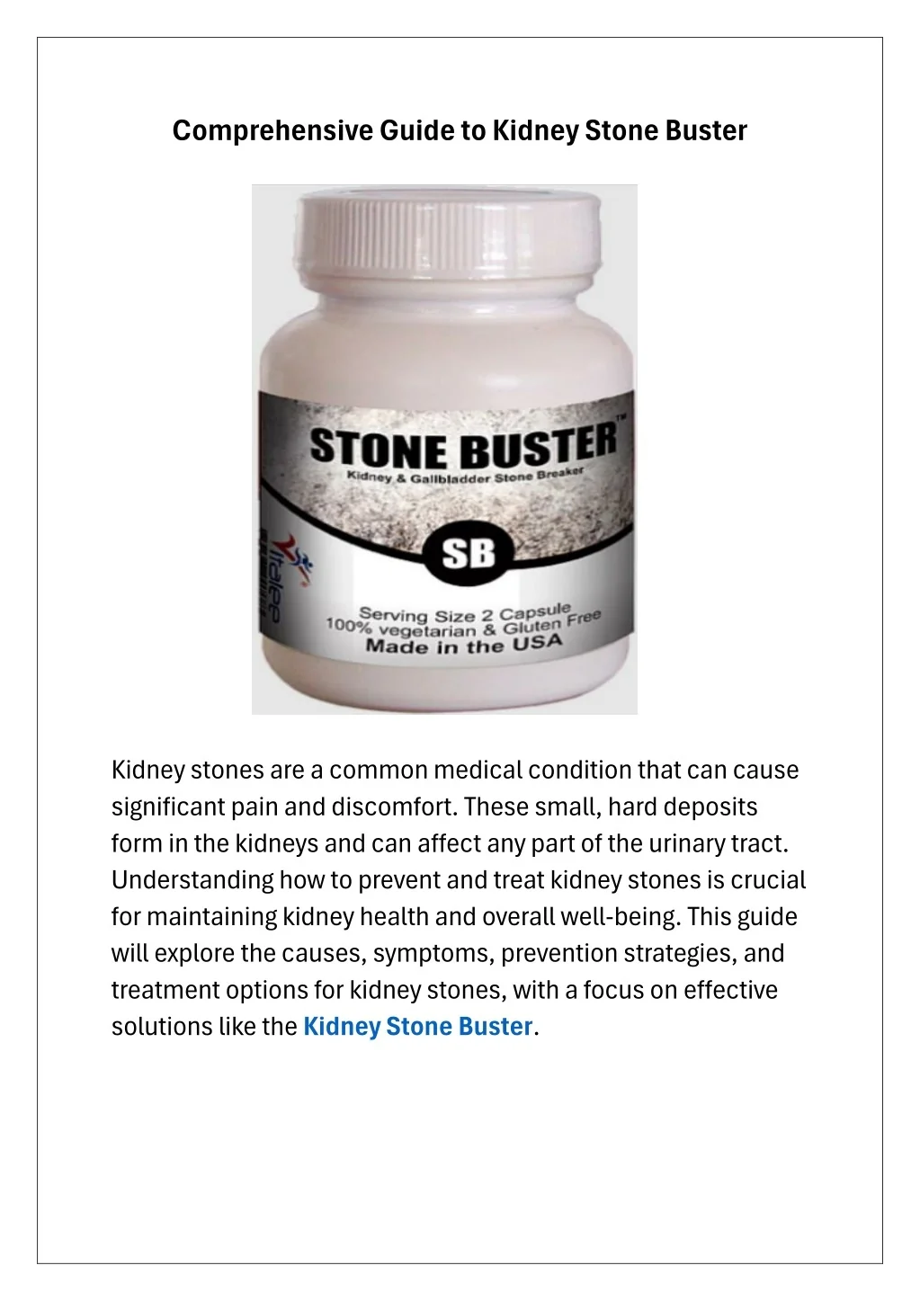 PPT - Comprehensive Guide to Kidney Stone Buster PowerPoint ...