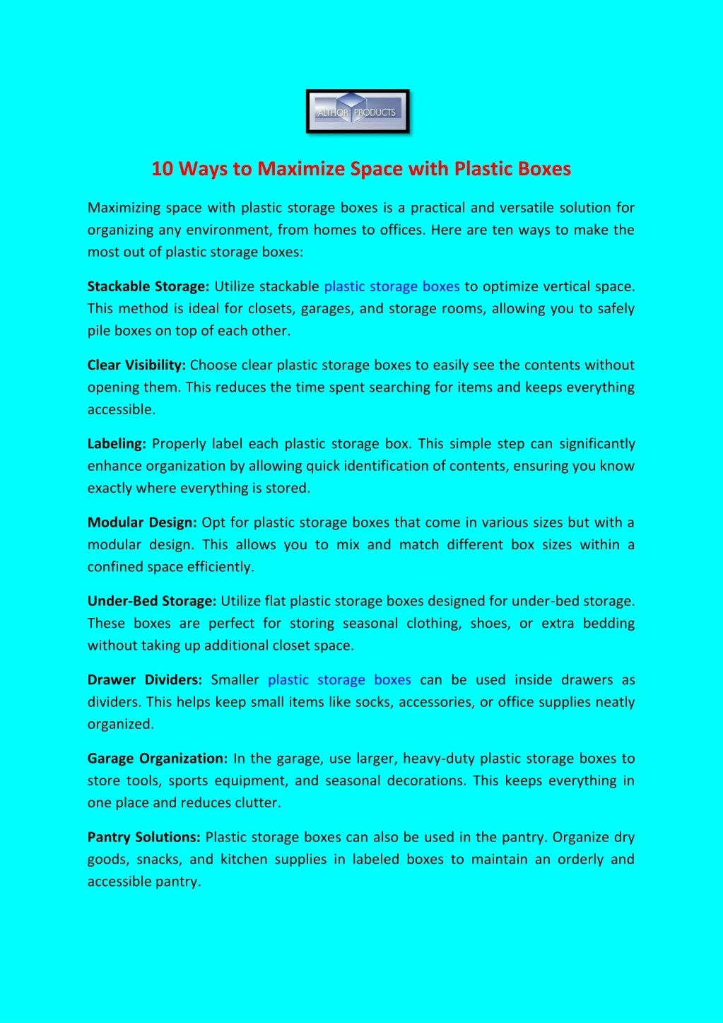PPT - 10 Ways to Maximize Space with Plastic Boxes PowerPoint ...