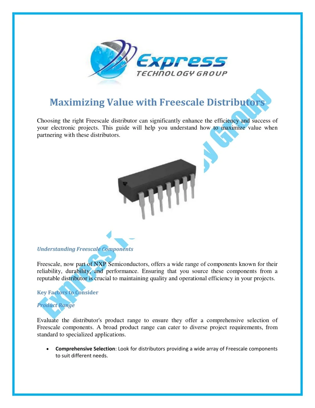 PPT - Maximizing Value with Freescale Distributors PowerPoint ...